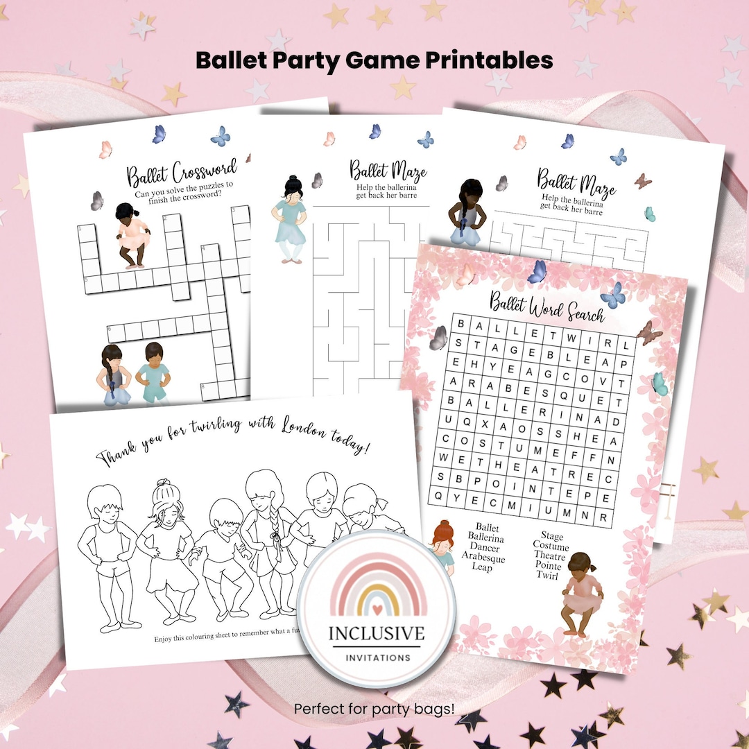 Ballet Birthday Party Games Printables: Editable Lolly Bag Fillers ...