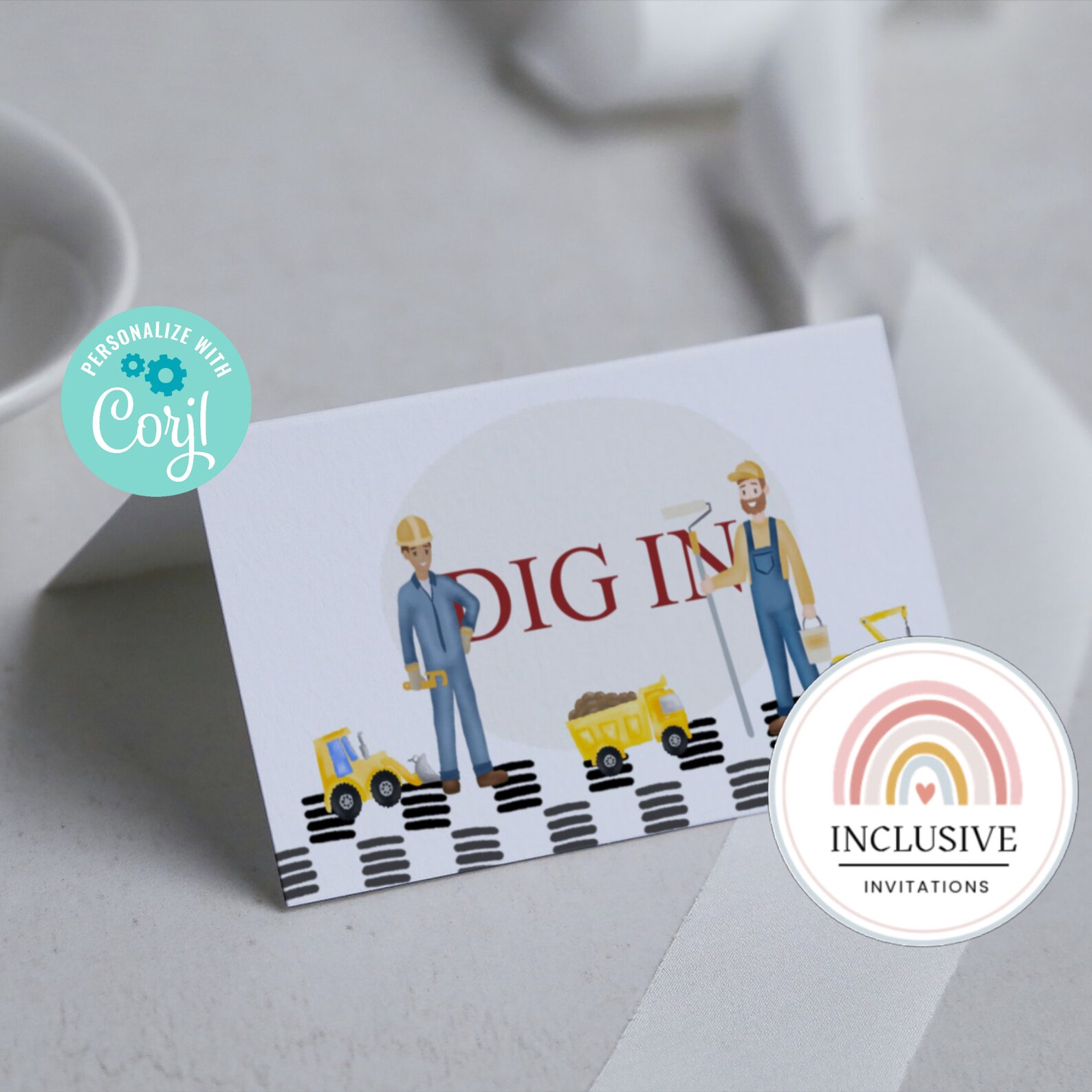 Construction Birthday Party Food Labels Name Tags Table Place Setting ...