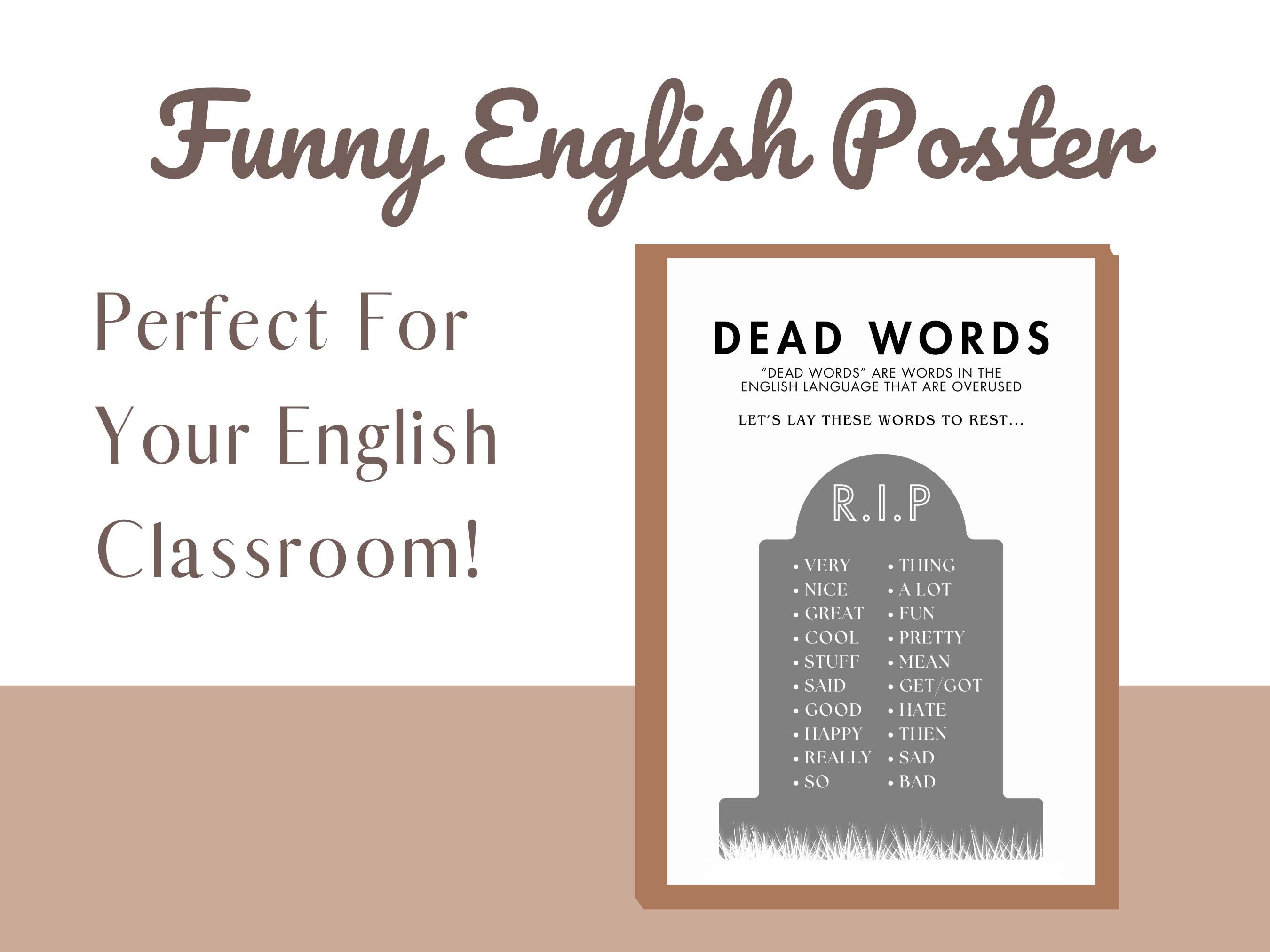 Funny English Poster, Dead English Words Poster, English Classroom ...