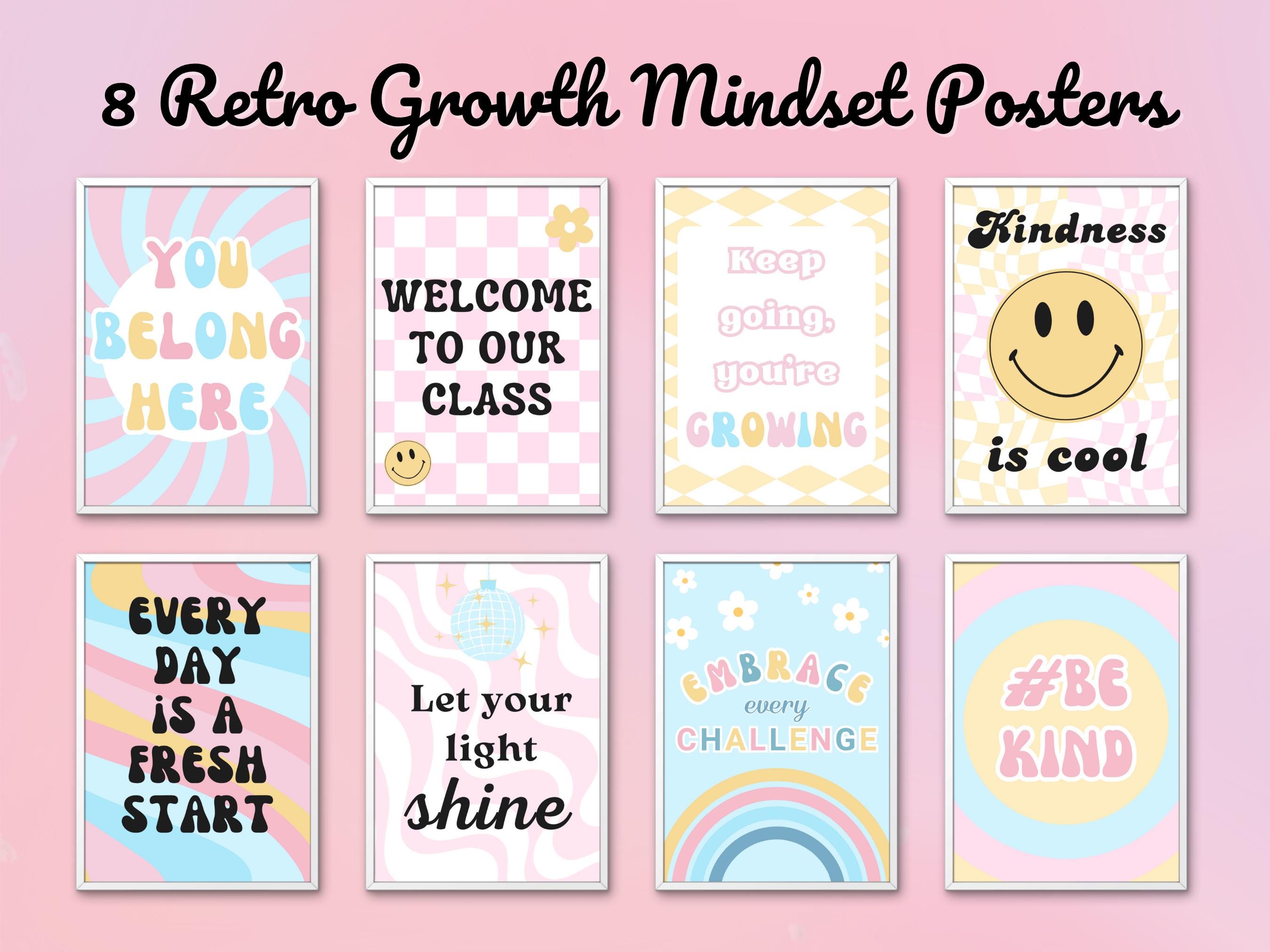 Growth Mindset Retro Posters, Classroom Posters, Elementary Classroom ...