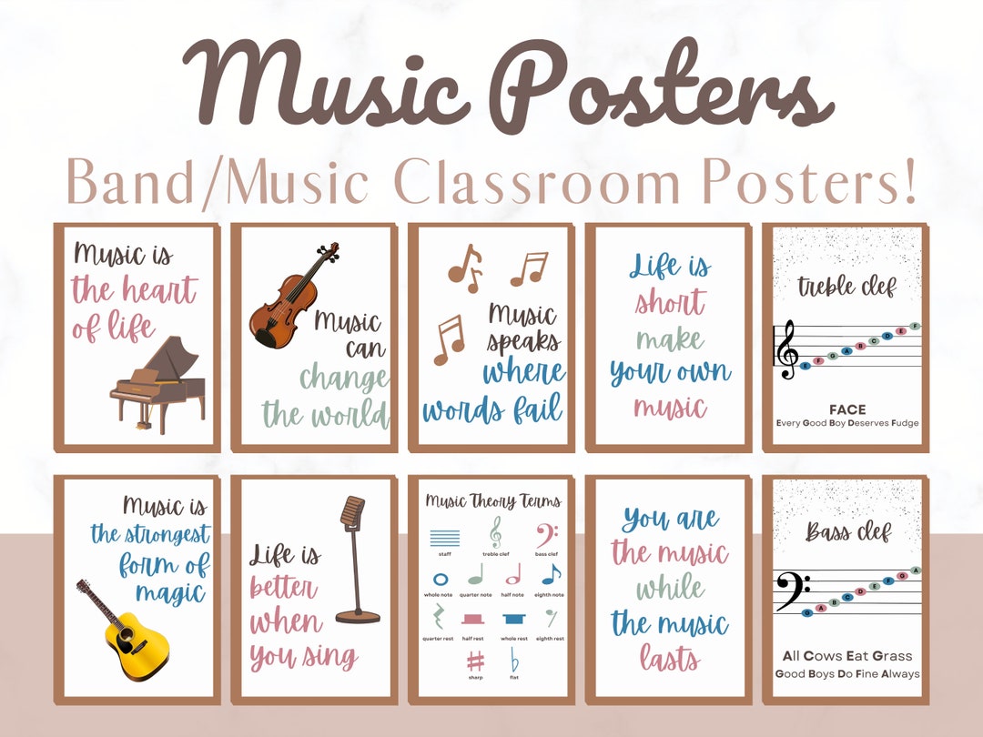 Music Classroom | Music Notes Poster | Music Education | Music Theory ...
