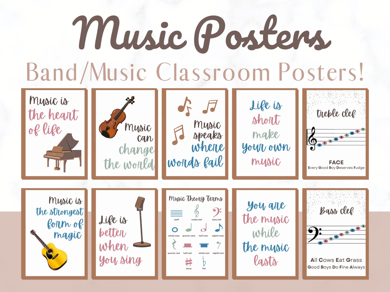Music Classroom | Music Notes Poster | Music Education | Music Theory ...