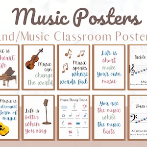 Music Classroom Music Notes Poster Music Education Music Theory Posters ...