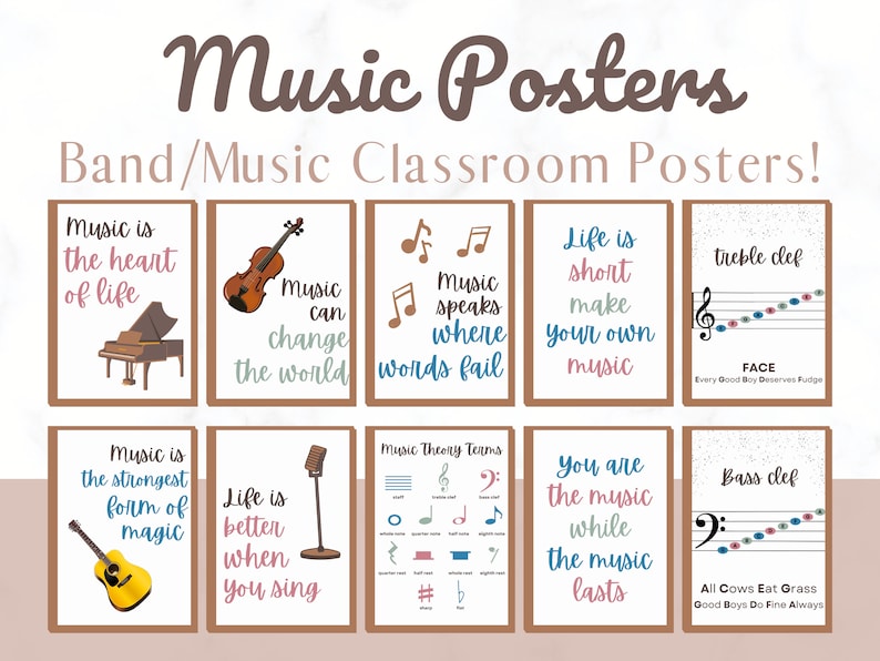 Music Classroom | Music Notes Poster | Music Education | Music Theory ...