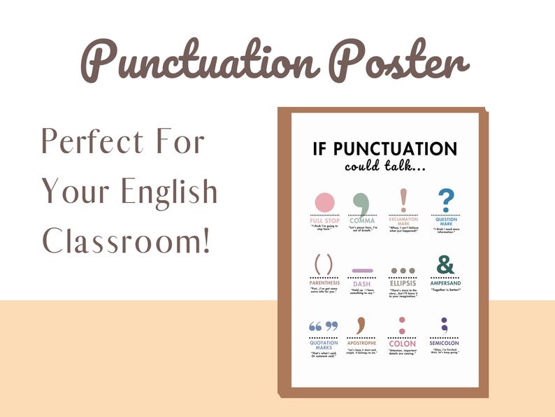Punctuation English Classroom Posters, Boho Classroom Decor, English ...