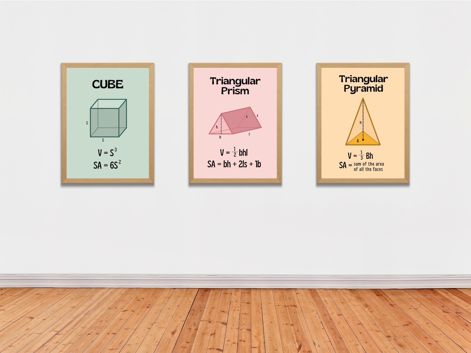 Mathematics Posters, Volume and Surface Area Formulas Posters Set ...
