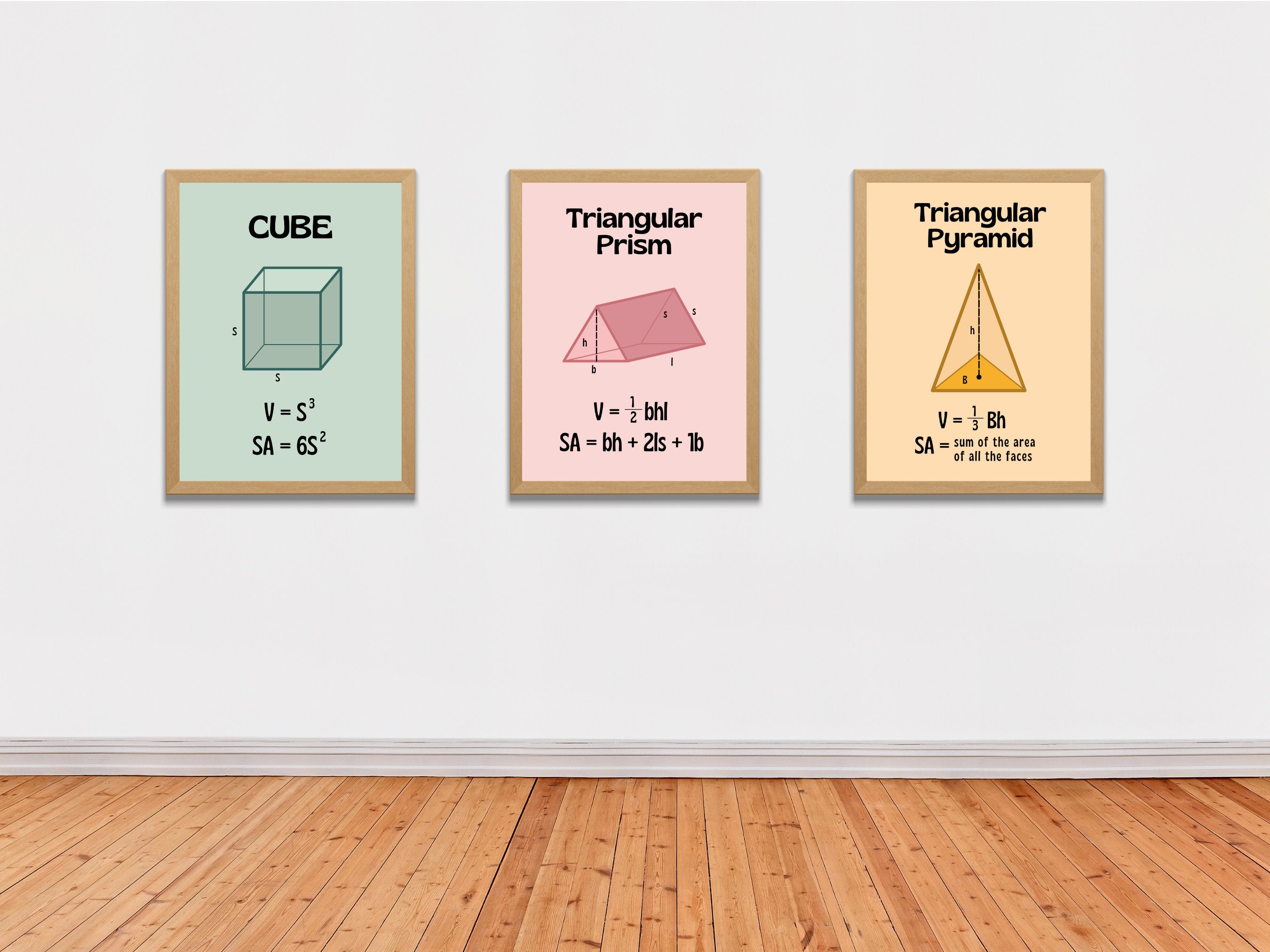 Mathematics Posters, Volume and Surface Area Formulas Posters Set ...