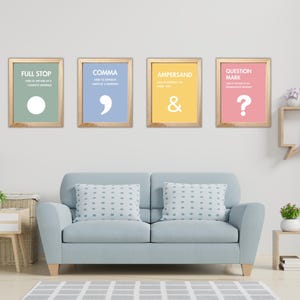 Punctuation English Classroom Posters Set of 12, Boho Classroom Decor ...