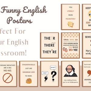 10 Funny English Classroom Posters Printable, Grammar Punctuation ...