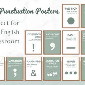 Punctuation English Classroom Posters Set of 12, Boho Classroom Decor ...