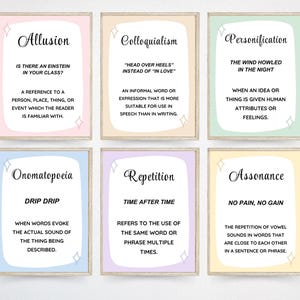 Literary Devices Posters, Set of 18 English Posters, ELA Classroom ...