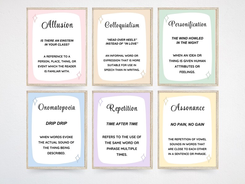 Literary Devices Posters, Set of 18 English Posters, ELA Classroom ...