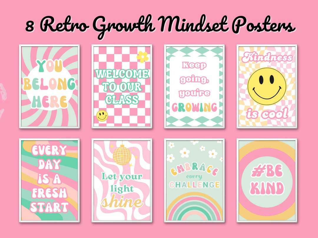 Growth Mindset Retro Posters, Classroom Posters, Elementary Classroom ...