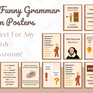 10 Funny English Classroom Posters Printable Grammar - Etsy UK