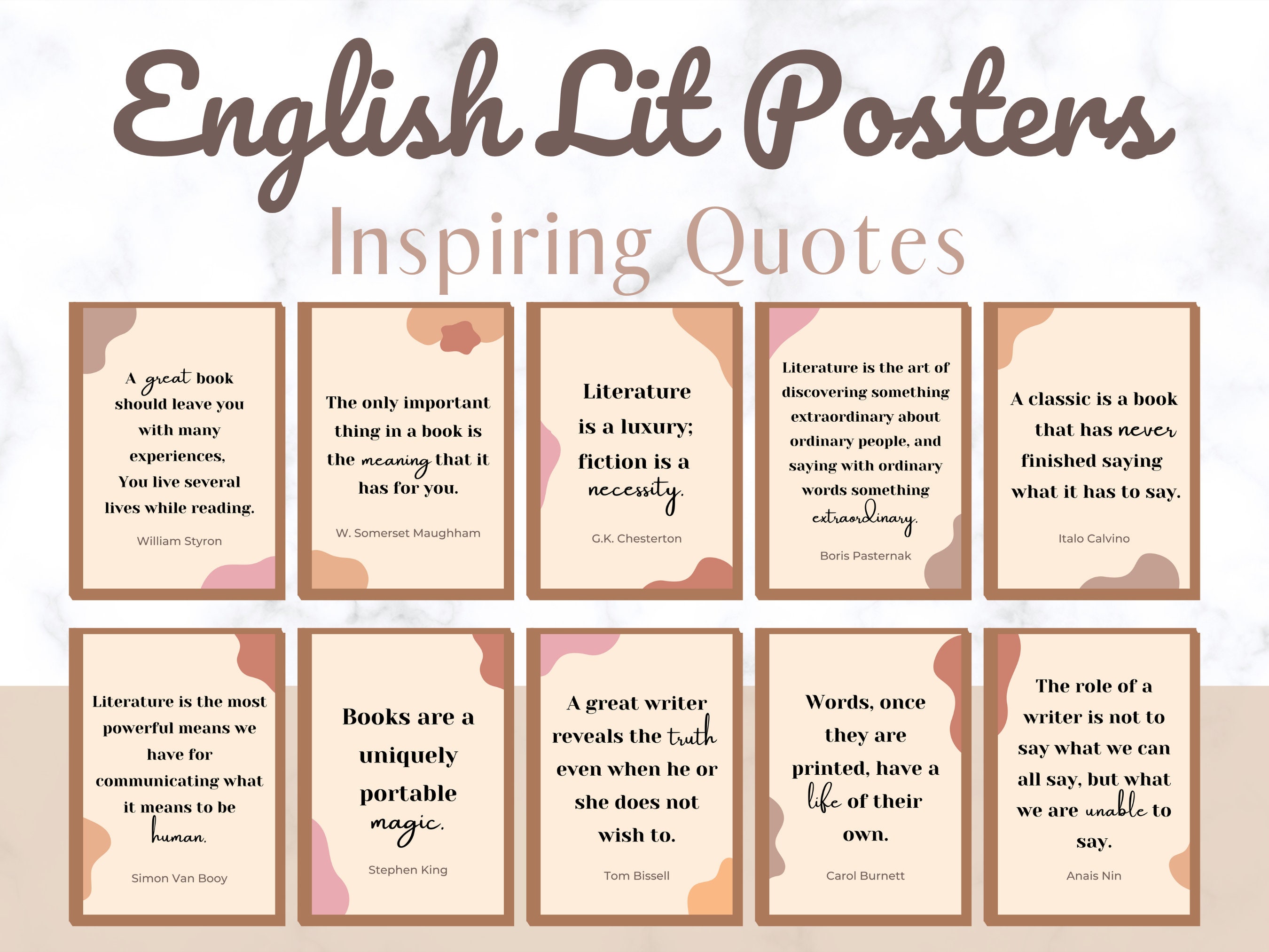 10 English Classroom Posters, Class Decor , English Teacher, Inspiring ...