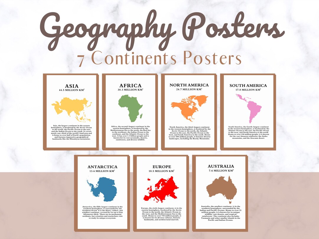7 Continents Printable Posters, Geography Posters, Geography Classroom ...