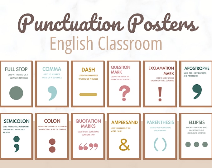 10 Funny English Classroom Posters Printable, Grammar Punctuation ...