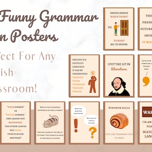 10 Funny English Classroom Posters Printable, Grammar Punctuation ...