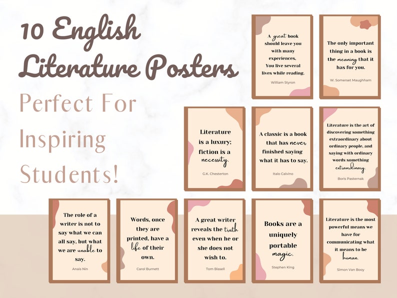 10 English Classroom Posters, Class Decor , English Teacher, Inspiring ...
