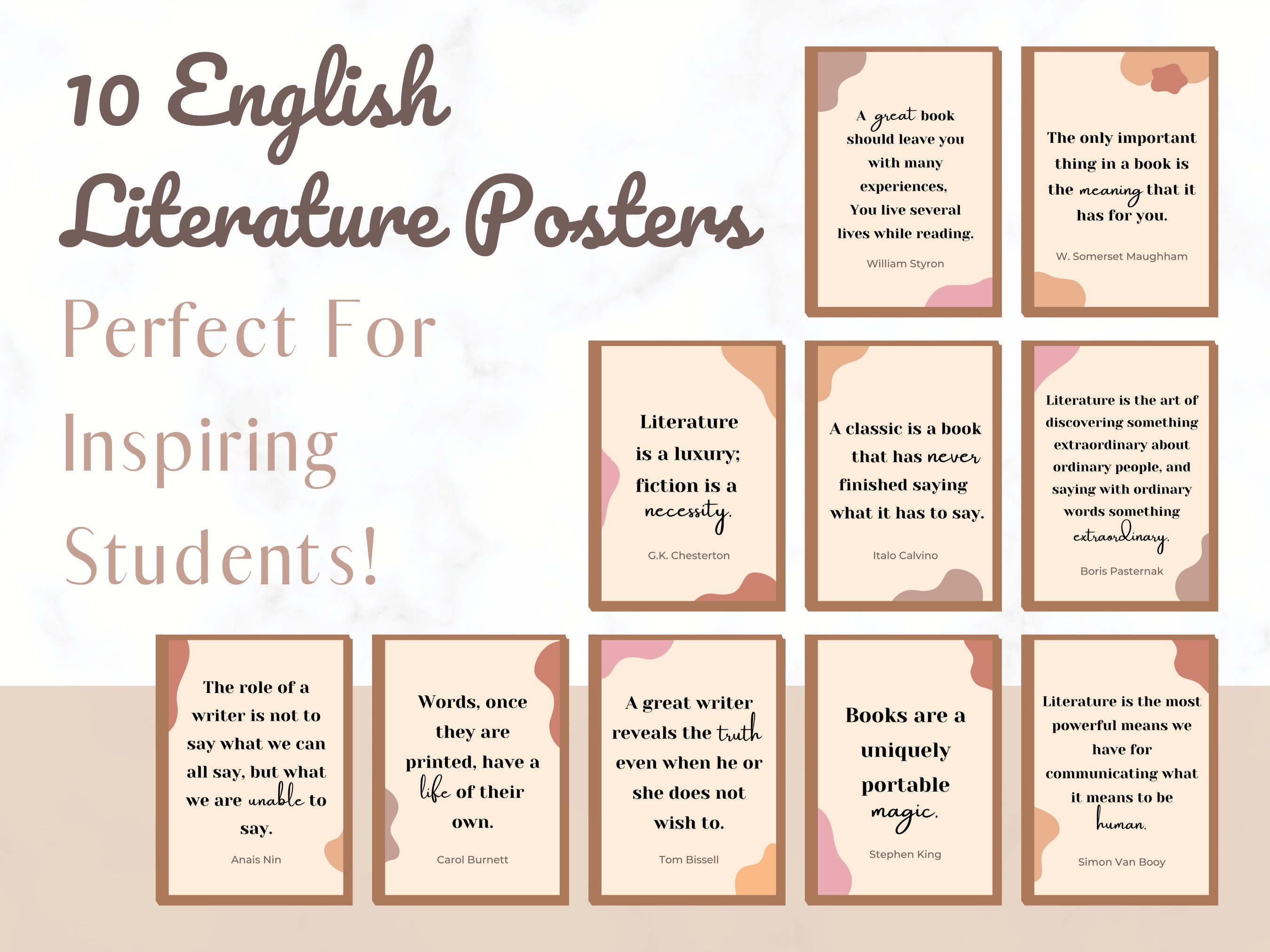10 English Classroom Posters, Class Decor , English Teacher, Inspiring ...