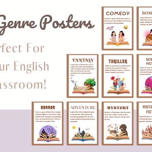 Literary Genre Posters, Novel Types, ELA Classroom, Writing Posters ...
