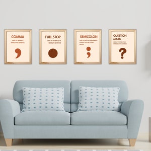 Punctuation English Classroom Posters Set of 12 Boho - Etsy