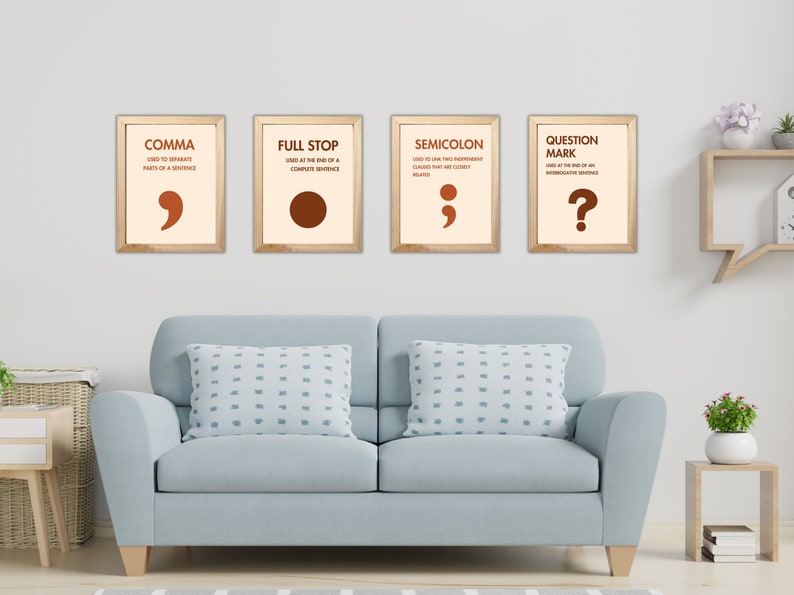 Punctuation English Classroom Posters Set of 12 Boho - Etsy