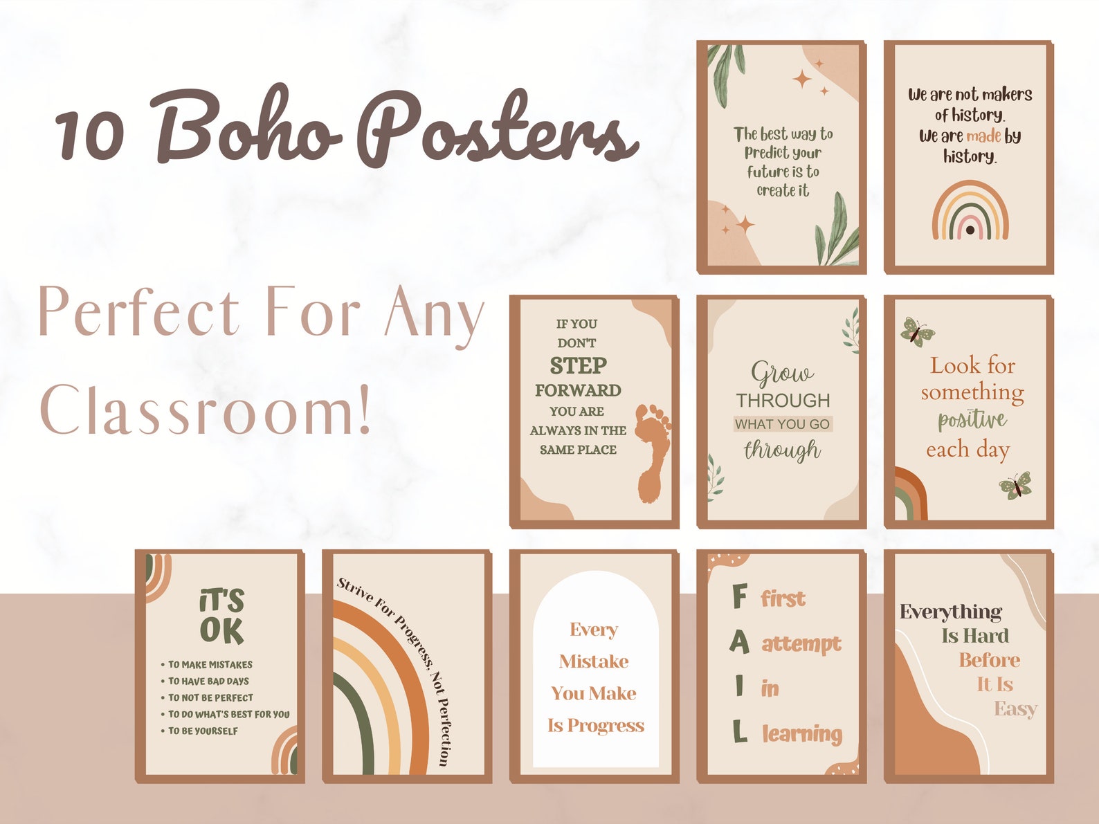 Growth Mindset Posters | Classroom Posters | Neutral Boho Posters ...