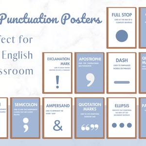 Punctuation English Classroom Posters Set of 12, Boho Classroom Decor ...