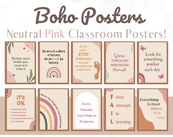 Growth Mindset Posters Classroom Posters Neutral Boho Posters Classroom ...