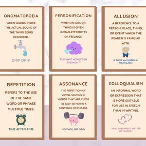Literary Devices Posters, Set of 18 English Posters, ELA Classroom ...