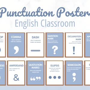 Punctuation English Classroom Posters Set of 12, Boho Classroom Decor ...