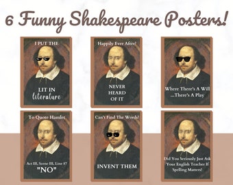 Funny Shakespeare English Poster Set Bundle of 6, Funny English ...