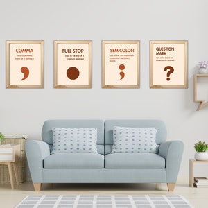 Punctuation English Classroom Posters Set of 12, Boho Classroom Decor ...