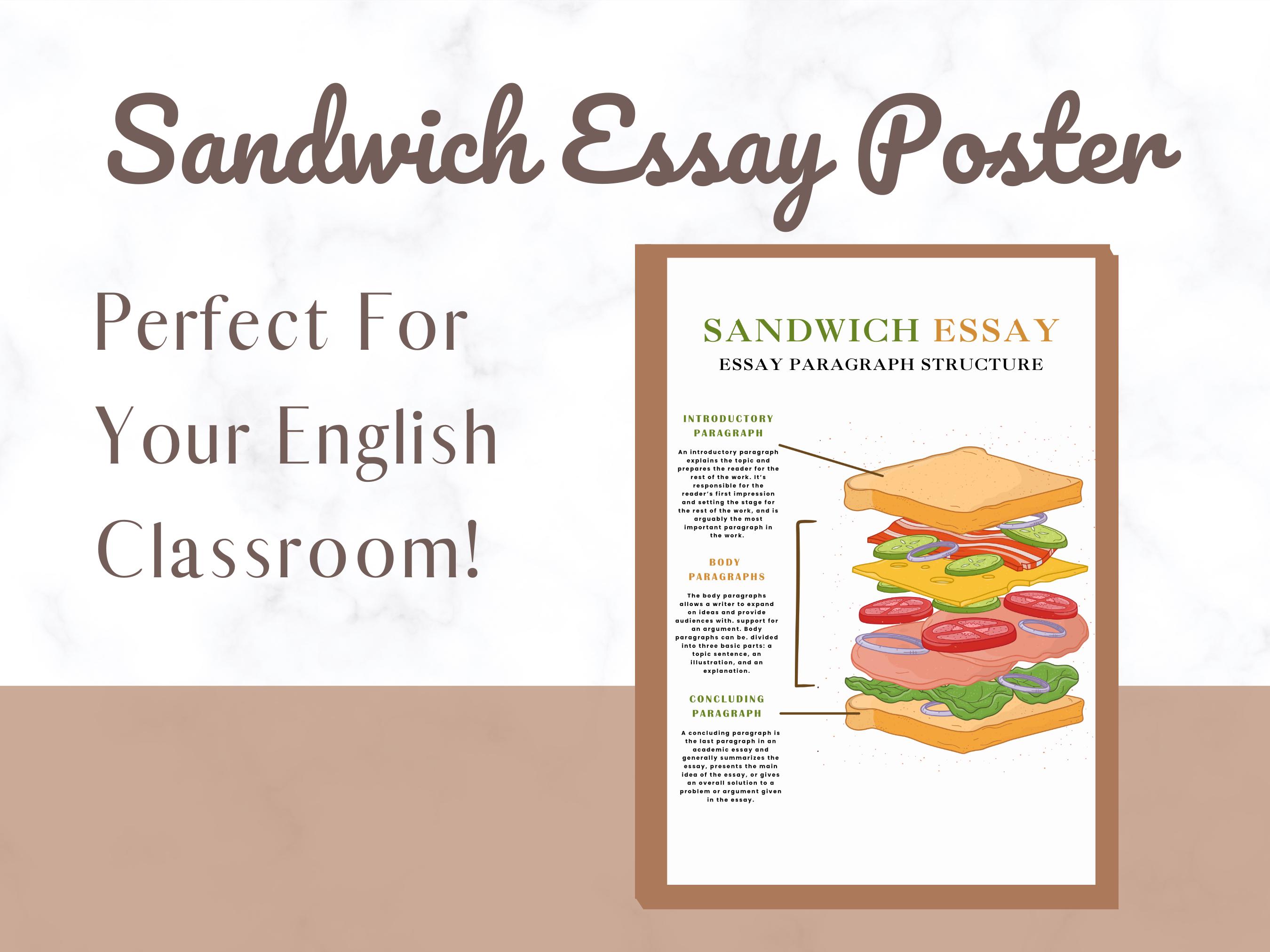 Sandwich Essay Poster, English Poster, English Wall Print, English ...