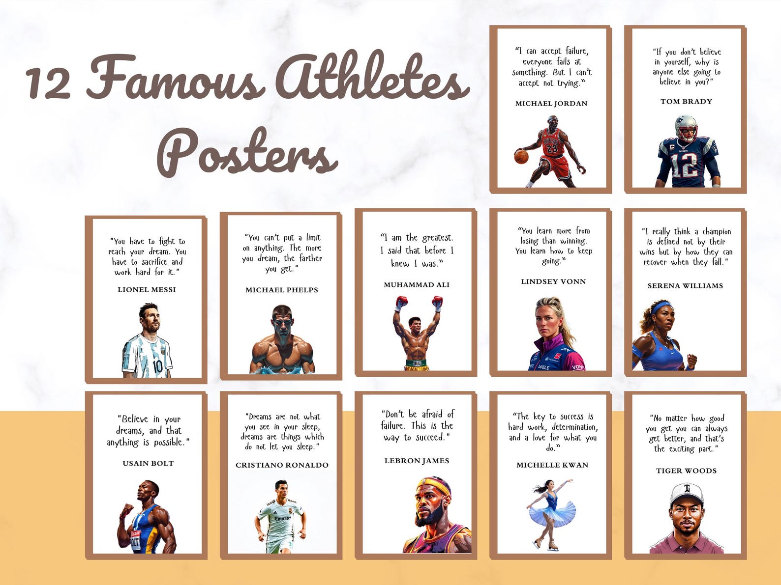 Famous Athletes Poster Set of 12, Inspirational Posters Classroom Decor ...