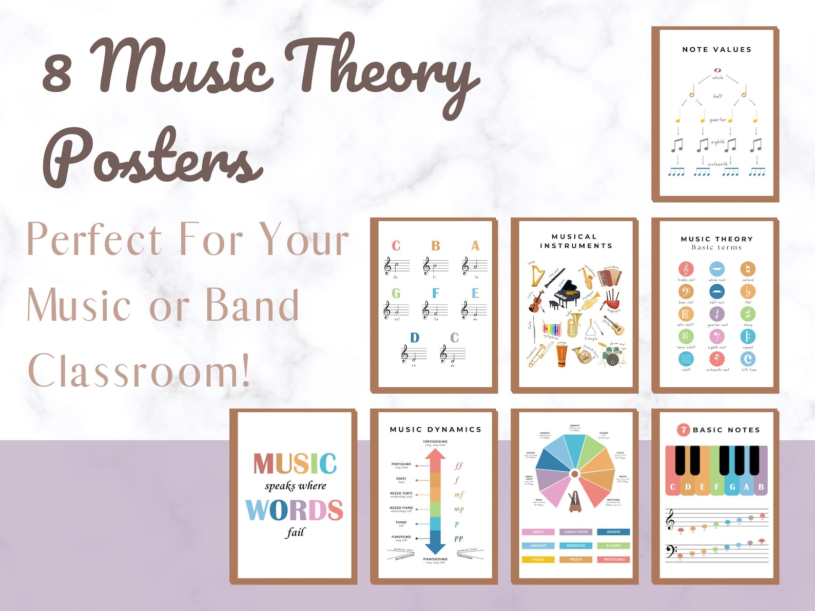 Music Theory Posters, Music Notes Poster, Music Classroom Decor, Band ...