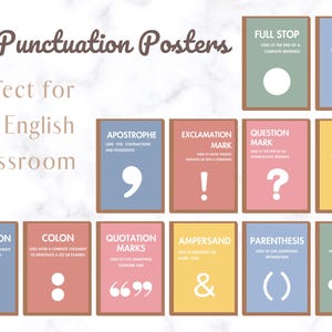 Punctuation English Classroom Posters Set of 12, Boho Classroom Decor ...