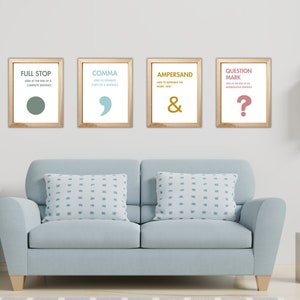 Punctuation English Classroom Posters Set of 12, Boho Classroom Decor ...