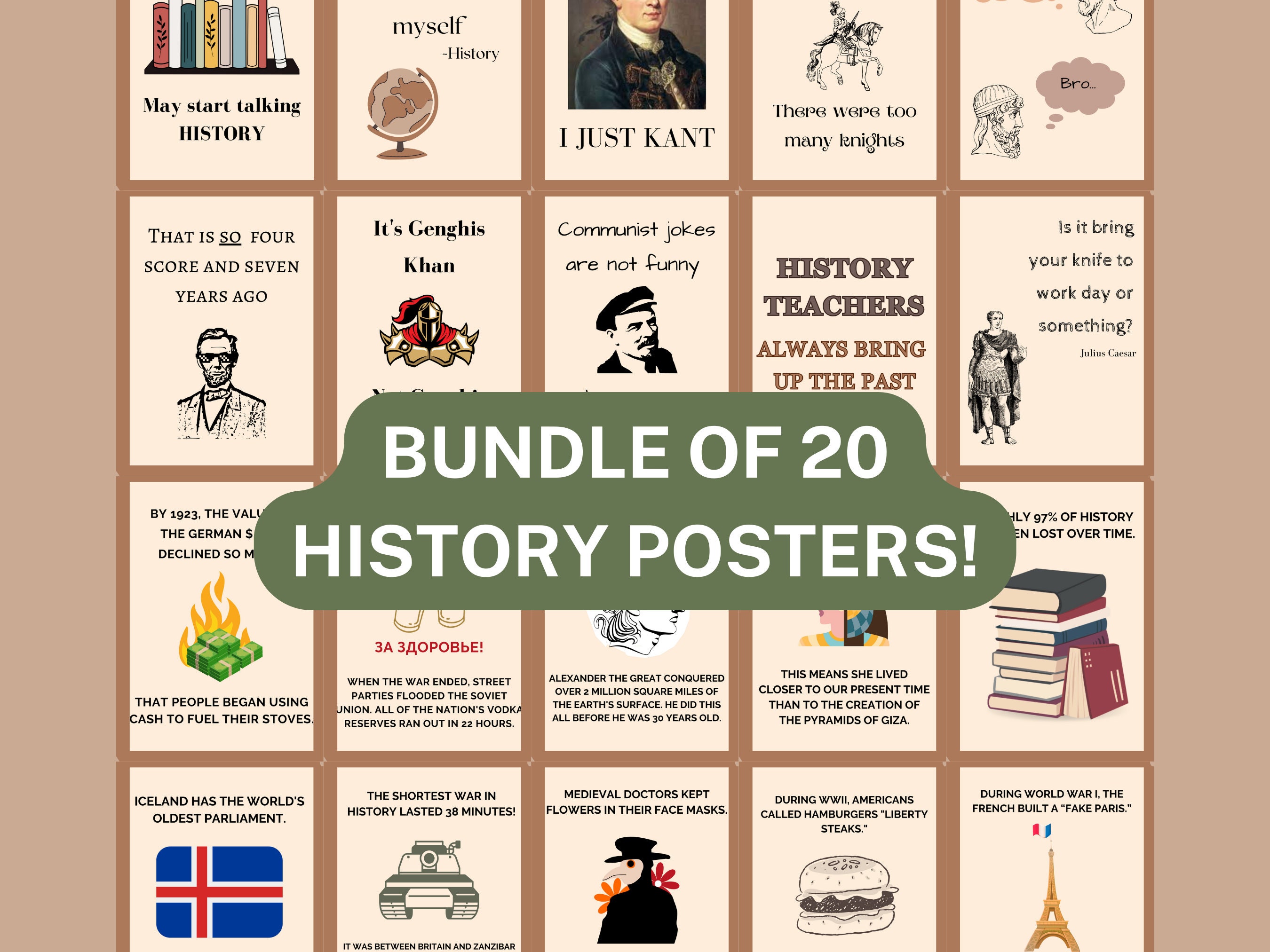 History Classroom Decor, 20 Funny History Posters, Social Studies ...