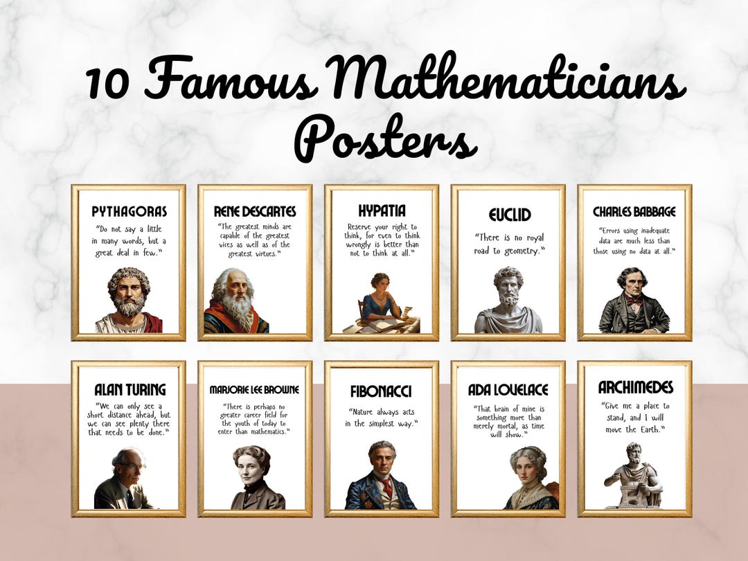 Famous Mathematicians Posters Set of 10, Mathematics Posters, Math ...