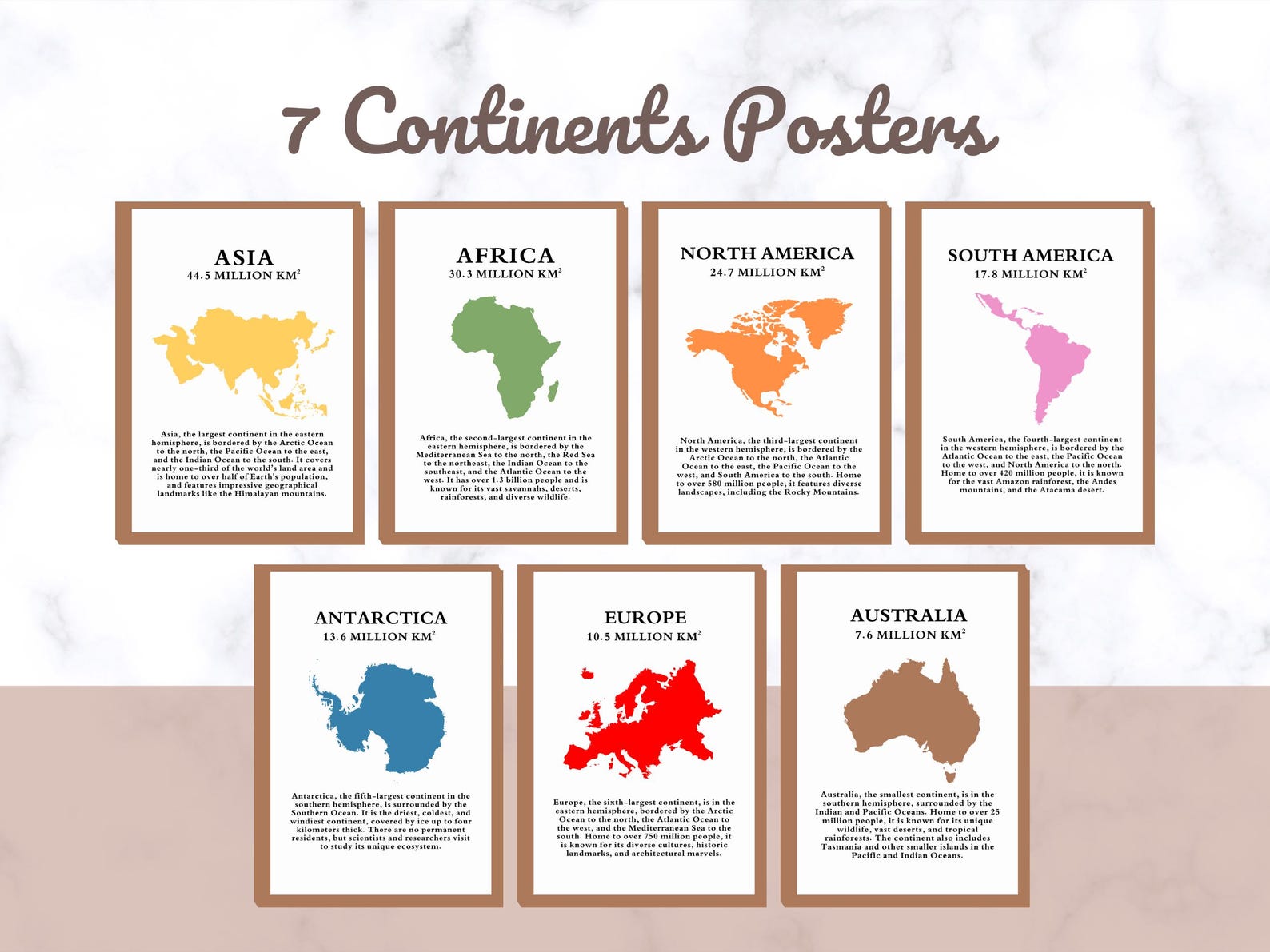 7 Continents Printable Posters, Geography Posters, Geography Classroom ...