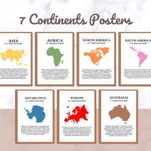 7 Continents Printable Posters, Geography Posters, Geography Classroom ...
