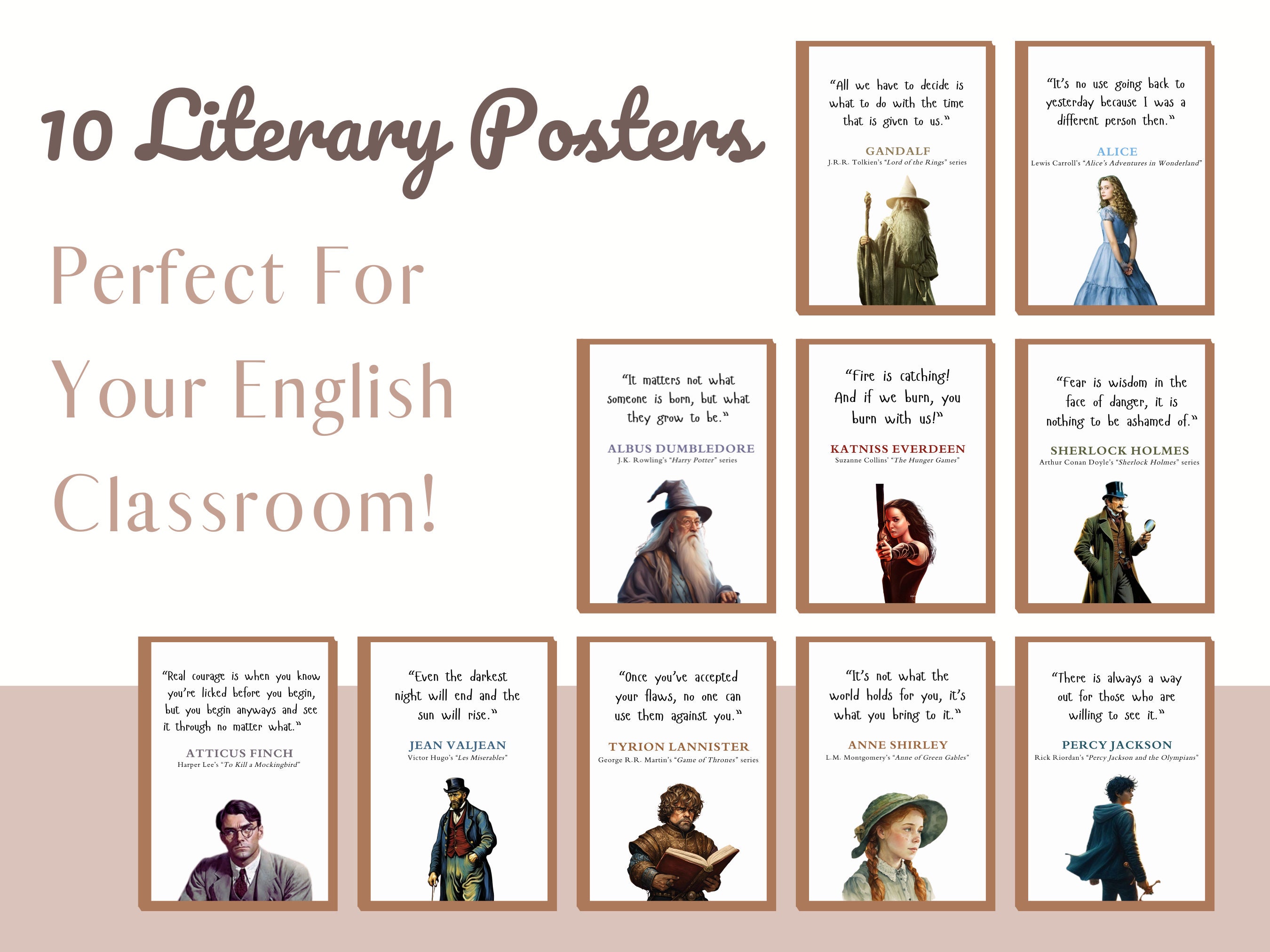 Famous Characters Posters, English Classroom Decor, English Novel ...