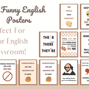 10 Funny English Classroom Posters Printable, Grammar Punctuation ...