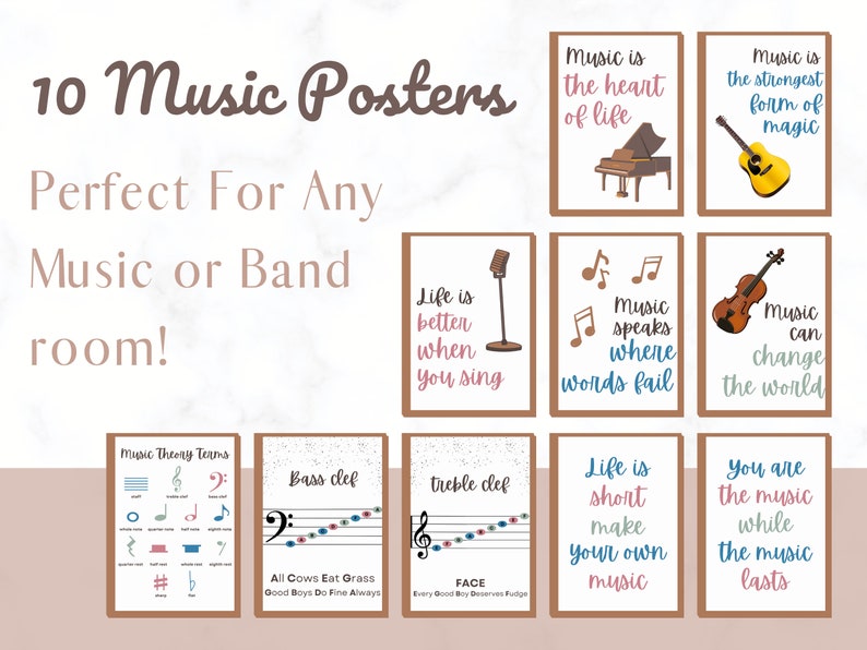 Music Classroom | Music Notes Poster | Music Education | Music Theory ...