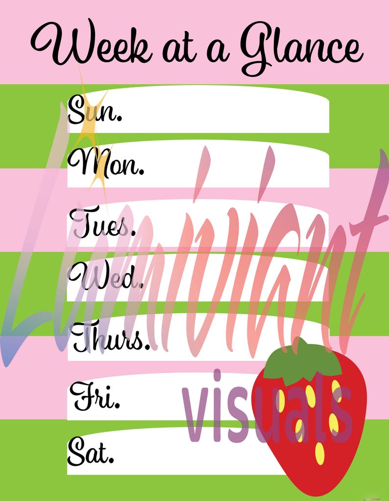 Strawberry Weekly Planner PDF Printable - Etsy Australia