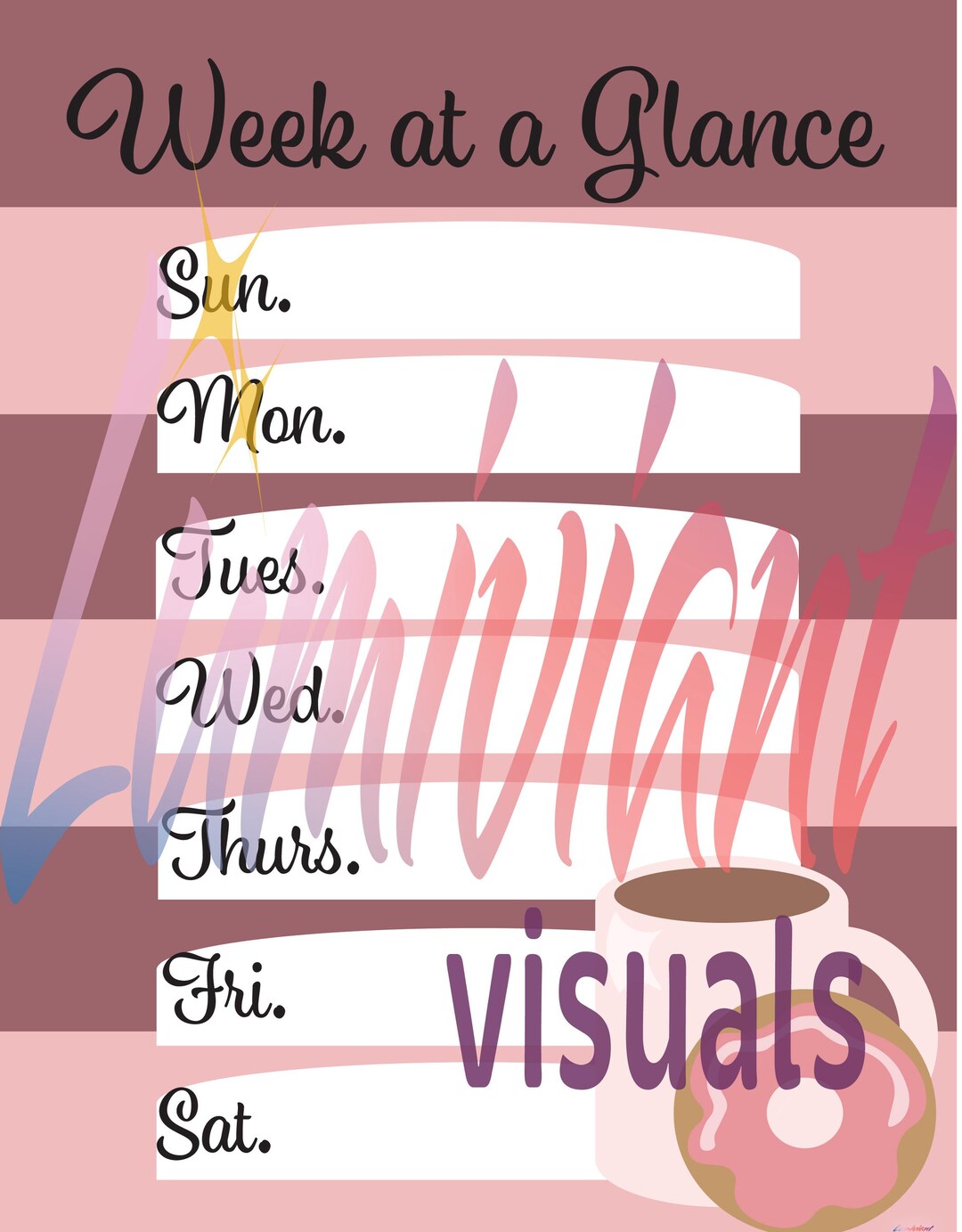 Coffee and Donut Weekly Planner PDF Printable - Etsy