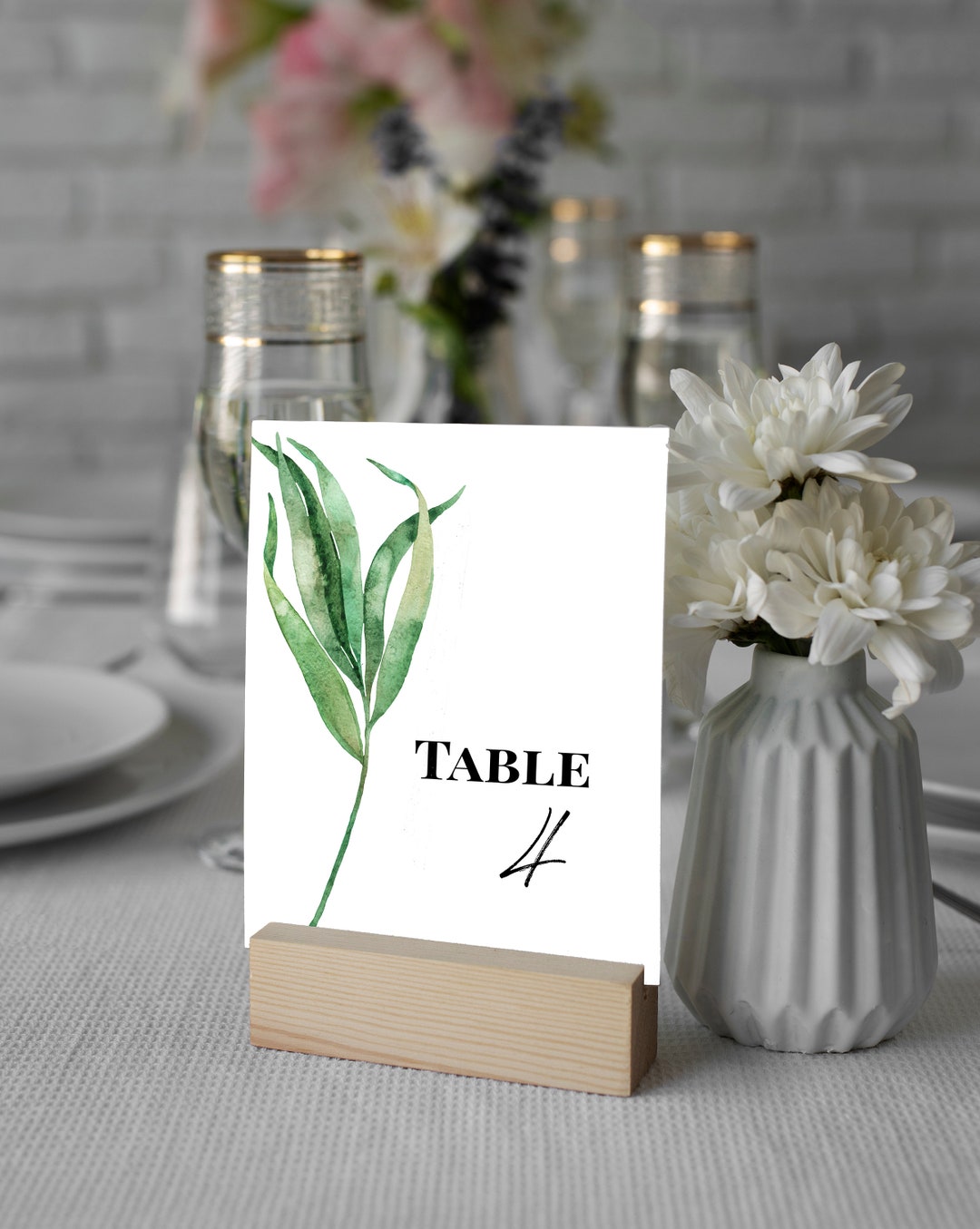 Green Leaf Tropical Table Number • Modern Seaside Wedding • PALM ...