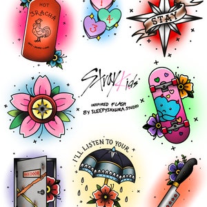 SKZ Tattoo Flash Sheet Stray Kids Tattoo Designs Digital Download File ...